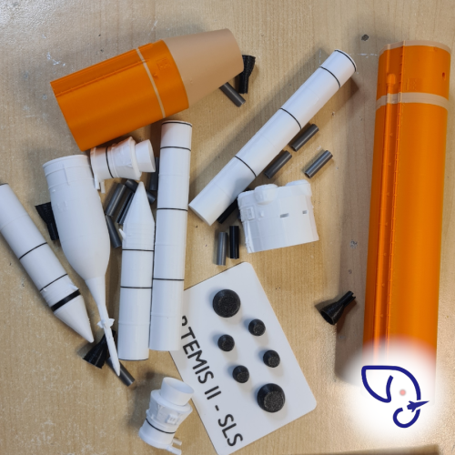 3D Printed ARTEMIS 2 1/200 th scale model of SLS launcher